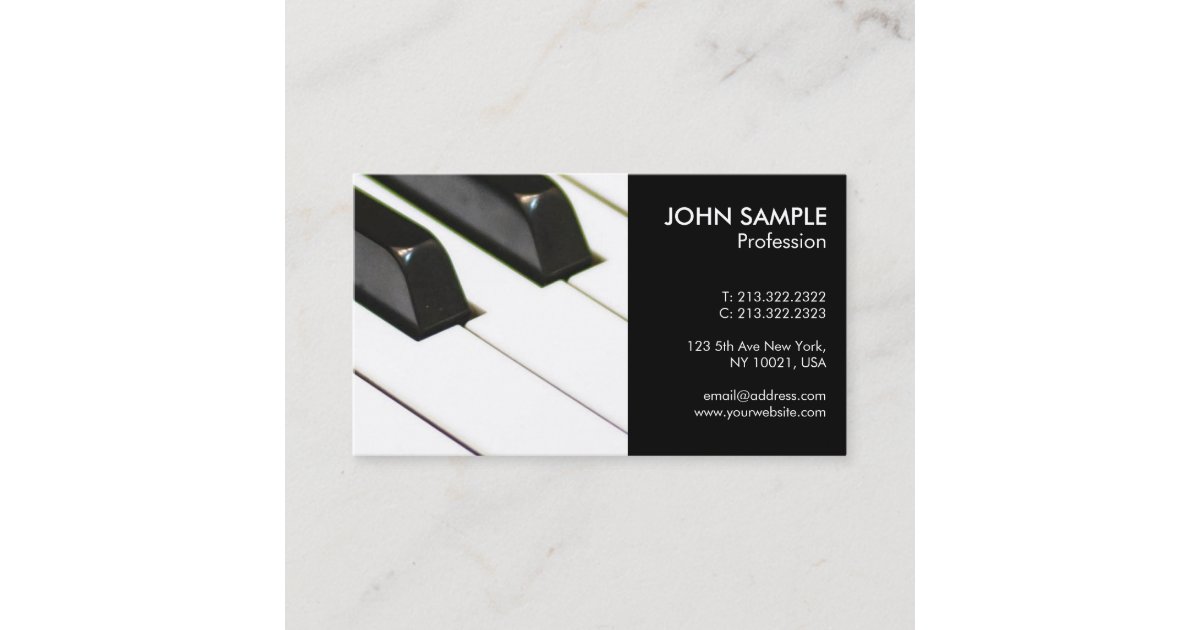 Music Piano Teacher Professional Simple Business Card | Zazzle