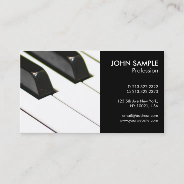 Music Piano Teacher Professional Simple Business Card | Zazzle