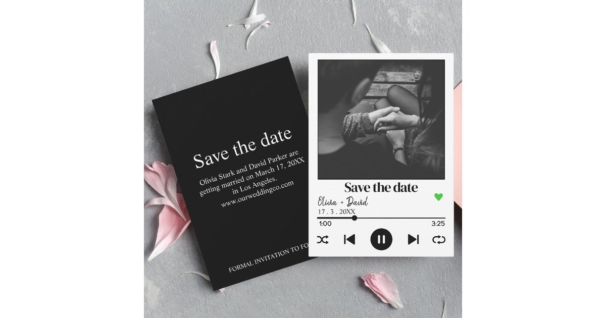 Music Player Album Cover Photo Song Save the Date Invitation | Zazzle