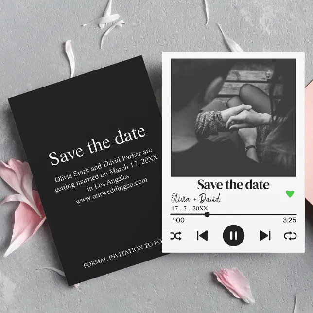Music Player Album Cover Photo Song Save the Date Invitation | Zazzle