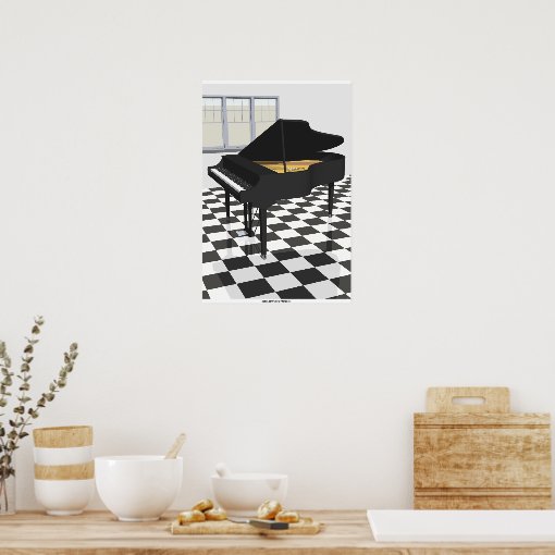 Music Poster: Grand Piano & Tiles: 3D Model Poster | Zazzle