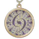 Music Purple Bass Clef on Gold Fractal Necklace | Zazzle