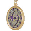 Music Purple Bass Clef on Gold Fractal Necklace | Zazzle