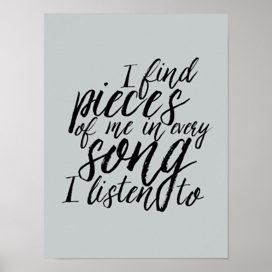 Music Quote Hand Lettering Calligraphy Poster | Zazzle.com