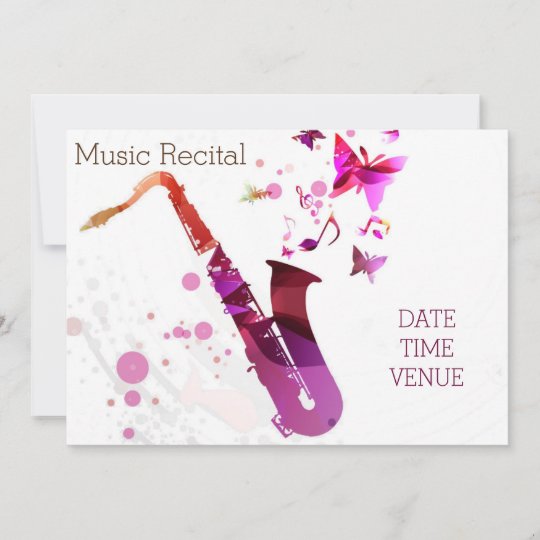 Music recital cute saxophone concert performance invitation | Zazzle.com