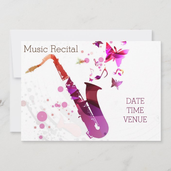 Music recital cute saxophone concert performance invitation | Zazzle.com