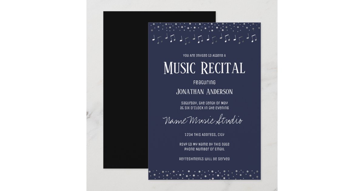 Music Recital Elegant Silver Invitation | Zazzle