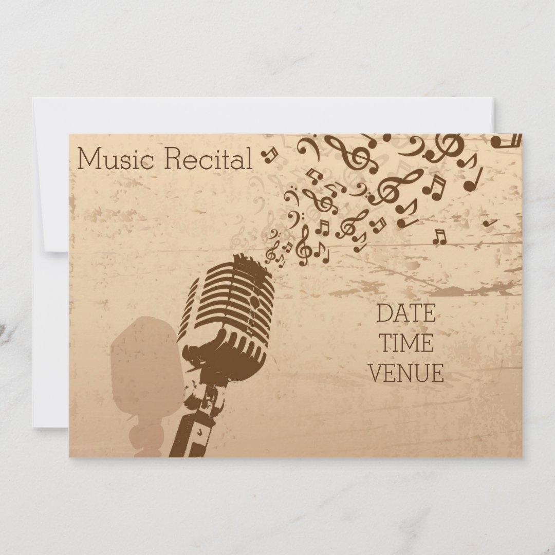 Music recital retro vintage vocal performance invitation | Zazzle