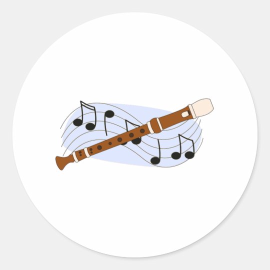 Music Recorder Instrument Classic Round Sticker | Zazzle.com