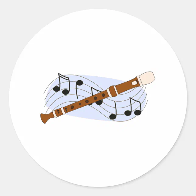 Music Recorder Instrument Classic Round Sticker | Zazzle