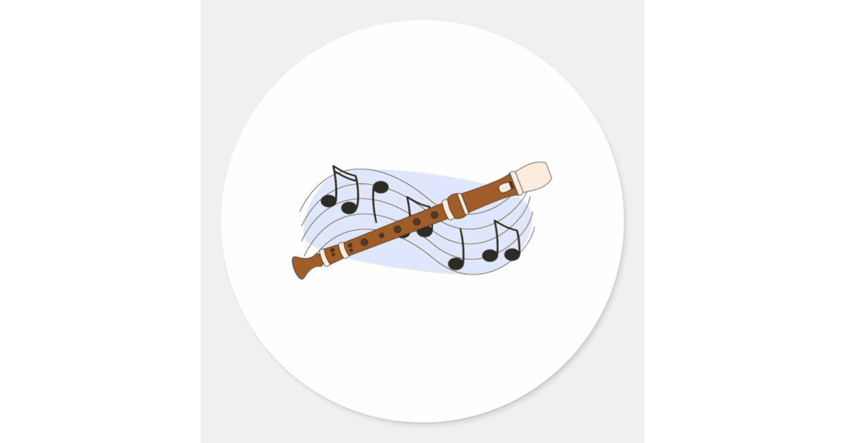 Music Recorder Instrument Classic Round Sticker | Zazzle