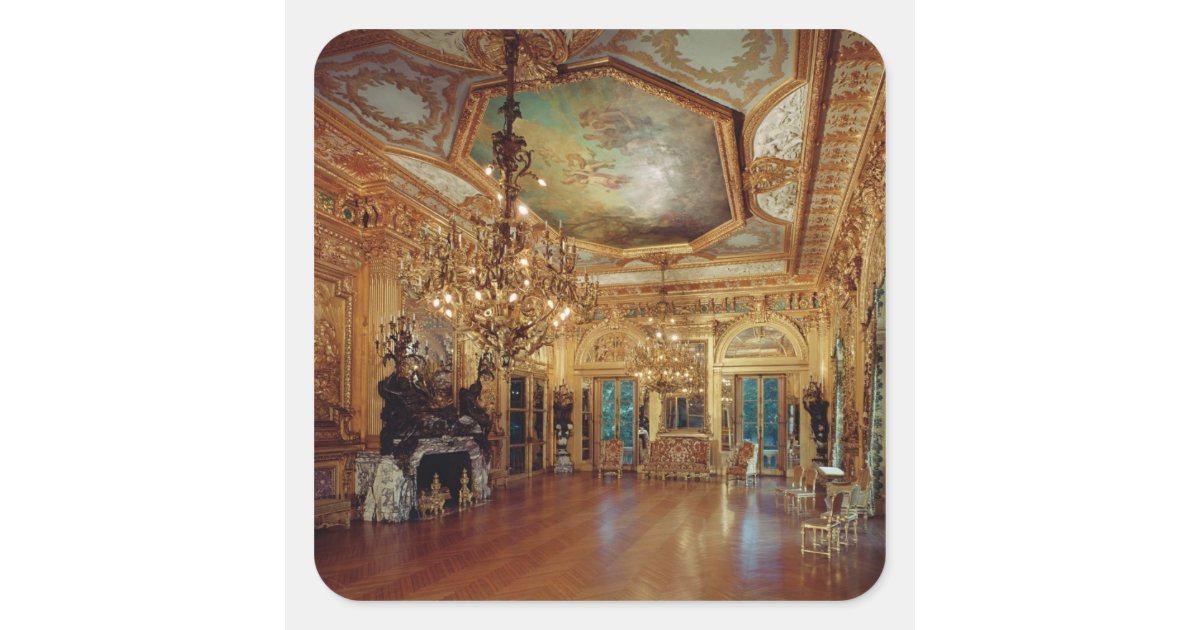 Music room interior square sticker | Zazzle