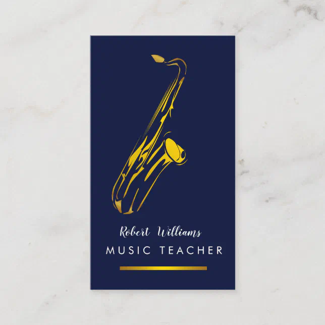 Music Saxophone Instrument Musician Gold Art Business Card | Zazzle