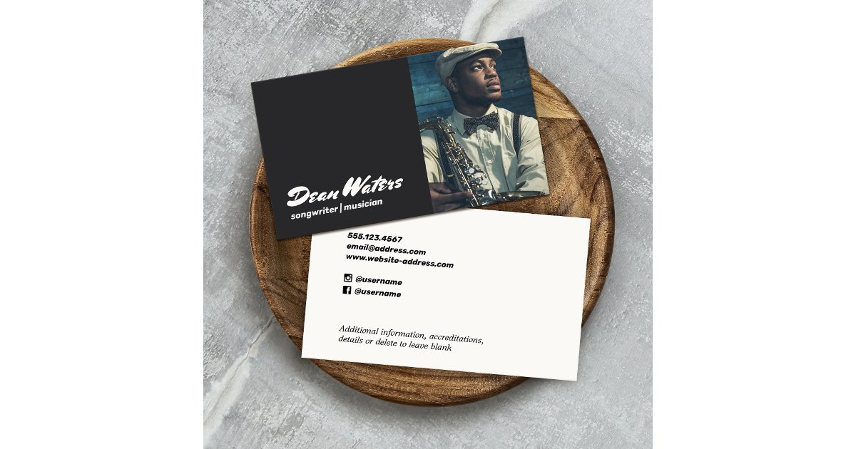 Music Songwriter Musician Photo Business Card | Zazzle