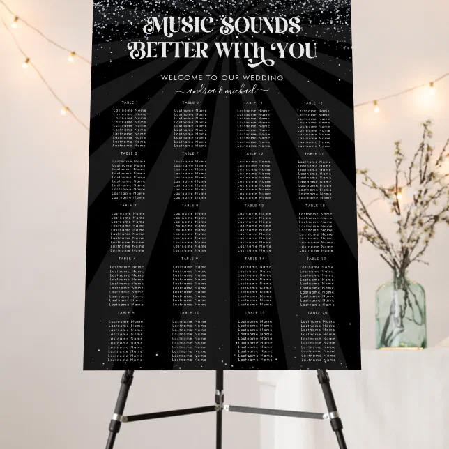 Music Sounds Better With You Wedding Seating Chart Foam Board | Zazzle