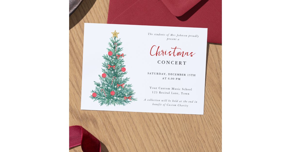 Music Students Concert Christmas Modern Invitation | Zazzle