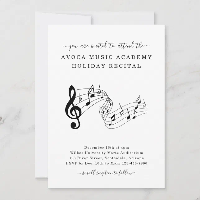 Music Studio Piano Violin Voice Recital Invitation | Zazzle