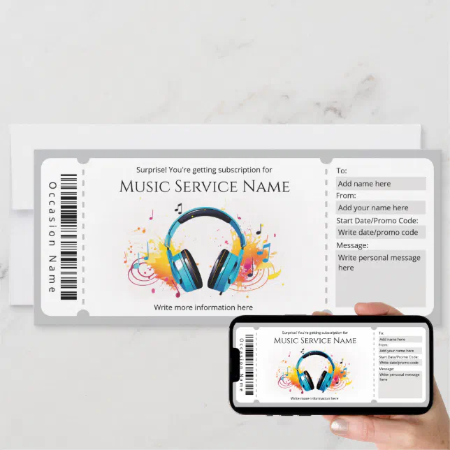 Music Subscription Gift Certificate Template | Zazzle