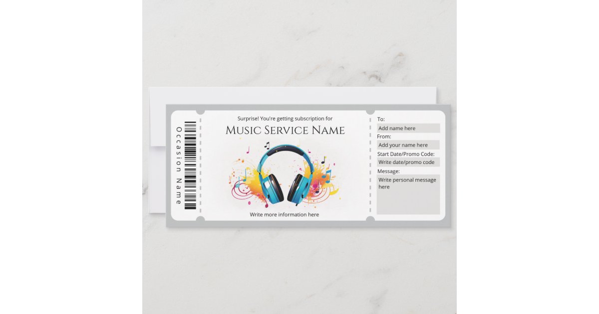 Music Subscription Gift Certificate Template | Zazzle