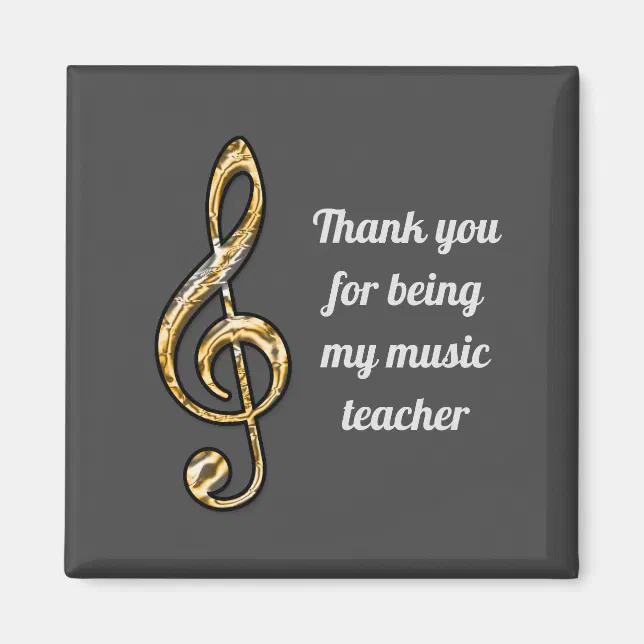 Music Teacher Appreciation Gold Clef Thank You Magnet | Zazzle