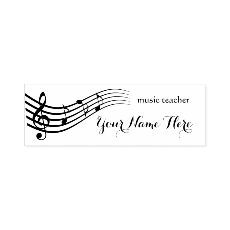 music teacher black and white melody design self-inking stamp | Zazzle