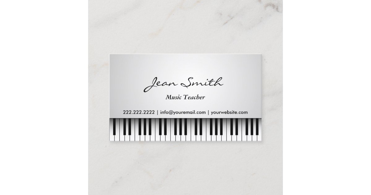Music Teacher Classy White Piano Musical Business Card | Zazzle