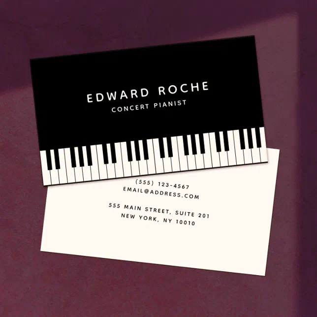Music Teacher Elegant Pianist Piano Keys Business Card Zazzle