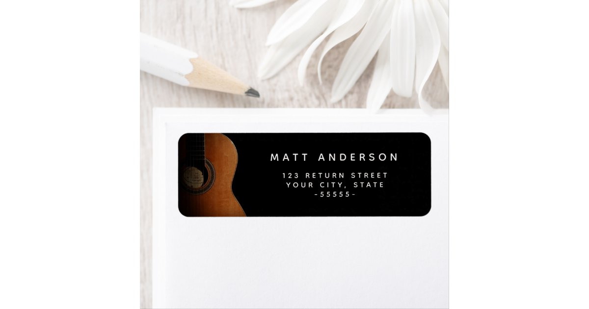Music Teacher Guitar Modern Return Address Label | Zazzle