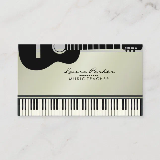 Music Teacher Guitar Piano Keyboard Musician Business Card | Zazzle