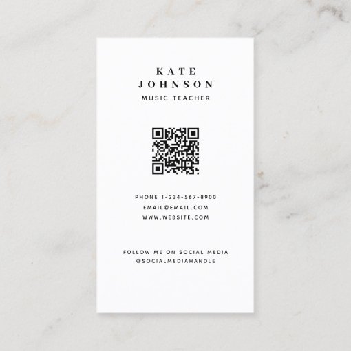 Music Teacher Musician Photo Social Media QR Code Business Card | Zazzle