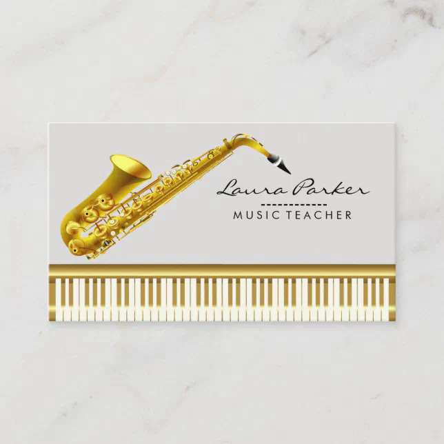 Music Teacher Piano Keyboard Saxophone Musician Business Card | Zazzle