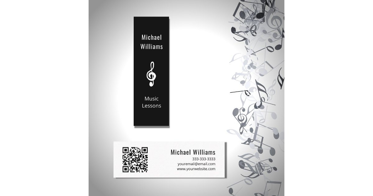 Music Teacher QR code Treble Clef Symbol Mini Business Card | Zazzle