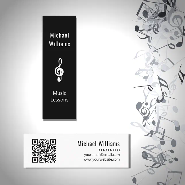 Music Teacher QR code Treble Clef Symbol Mini Business Card | Zazzle