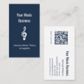Music Teacher Treble Clef QR code Navy Blue Business Card | Zazzle