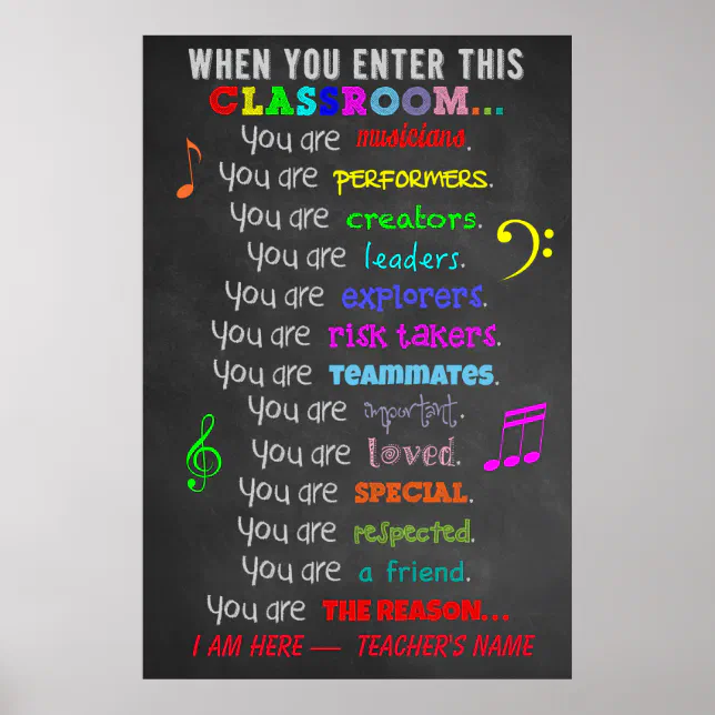 Music Teacher -When You Enter This Classroom Rules Poster | Zazzle