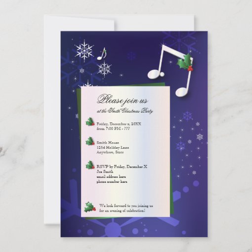 Music Theme Christmas Party Invitation | Zazzle