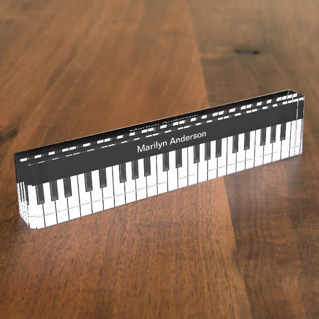 Music Theme Piano Monogram Desk Name Plate | Zazzle