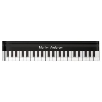 Music Theme Piano Monogram Desk Name Plate | Zazzle