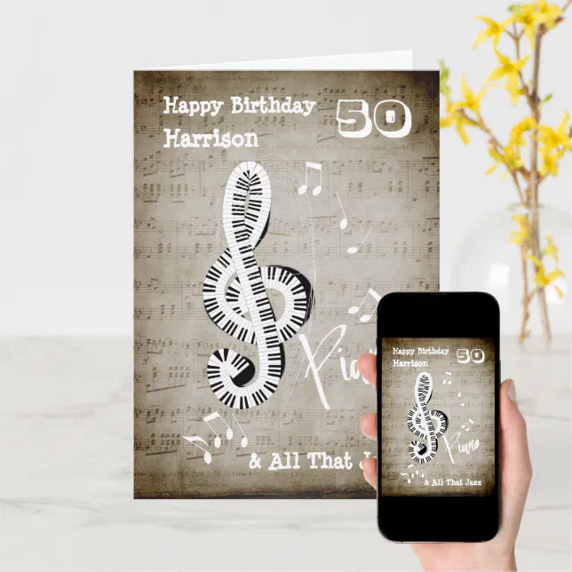 Music Themed Happy Birthday Personalized Card | Zazzle
