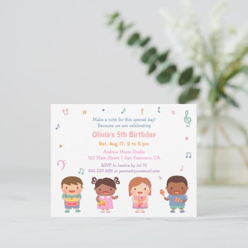 Music Themed Kids Birthday Party Invitations | Zazzle