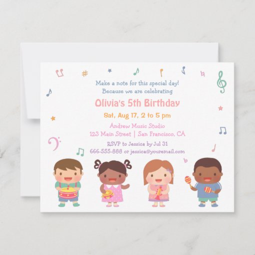 Music Themed Kids Birthday Party Invitations | Zazzle