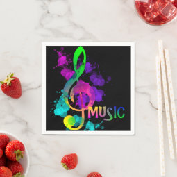 Music Themed Rainbow Treble Clef Paper Napkins | Zazzle