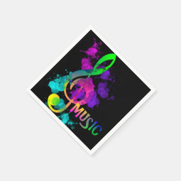 Music Themed Rainbow Treble Clef Paper Napkins | Zazzle