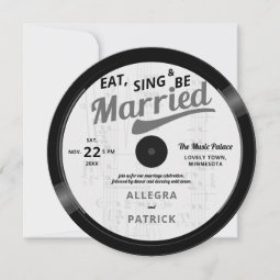 Music Themed Vintage Retro Vinyl 70s Wedding Invitation | Zazzle