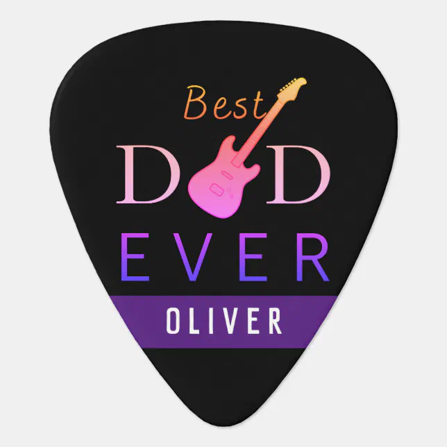Music Trendy Black Cool Best Dad Ever Fathers Day Guitar Pick | Zazzle