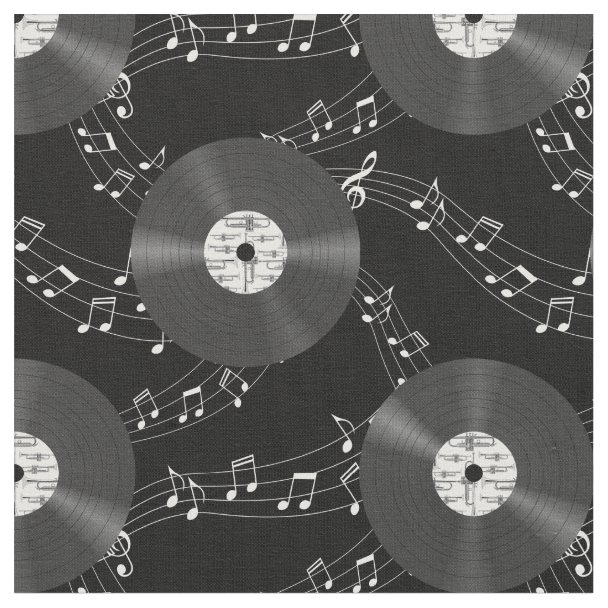Vintage Vinyl Records Retro Music Colorful Fabric | Zazzle