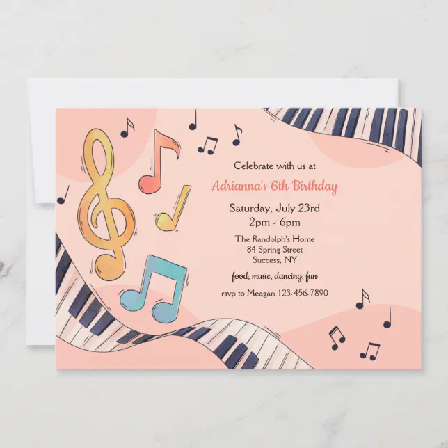 Musical Birthday Party Invitation | Zazzle