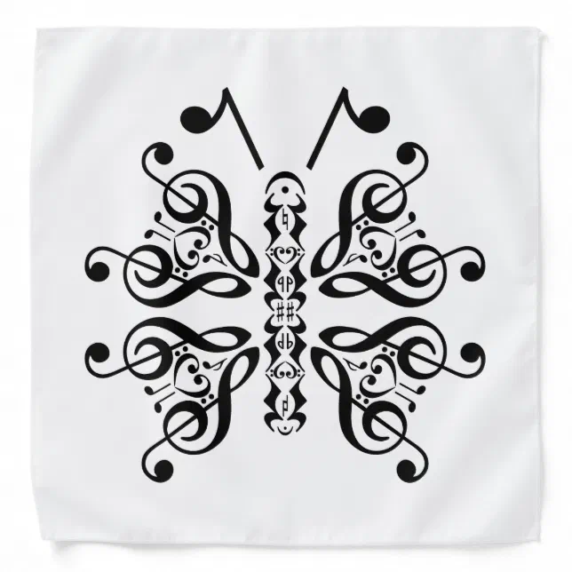Musical Butterfly Music Note Scroll Design Bandana | Zazzle