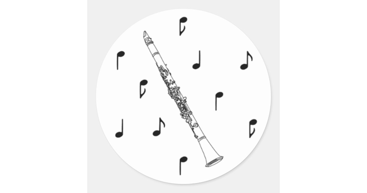 Musical Clarinet Classic Round Sticker | Zazzle