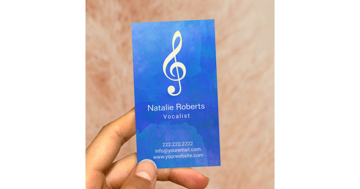 Musical Clef Logo Vocalist Singer Watercolor Music Business Card | Zazzle